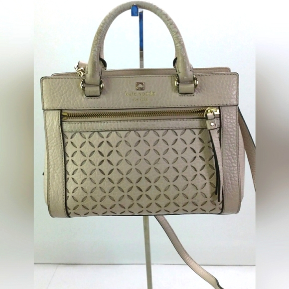 kate spade | Bags | Kate Spade Beige Leather Laser Cut Pattern ...